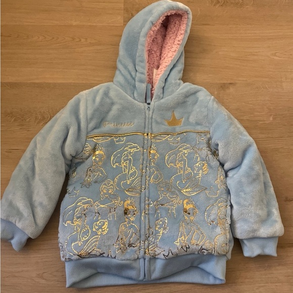 Disney | Jackets & Coats | Disney Princess Blue And Gold Hooded Jacket ...